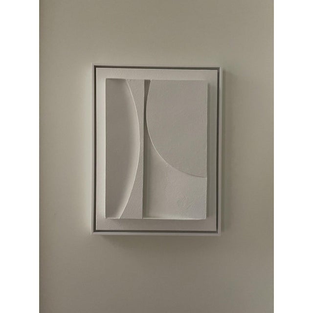 Contemporary Minimalist Abstract Plaster Relief Painting, Framed | Chairish
