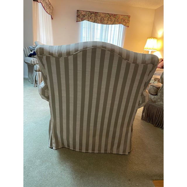 Contemporary Striped Club Chairs - a Pair | Chairish