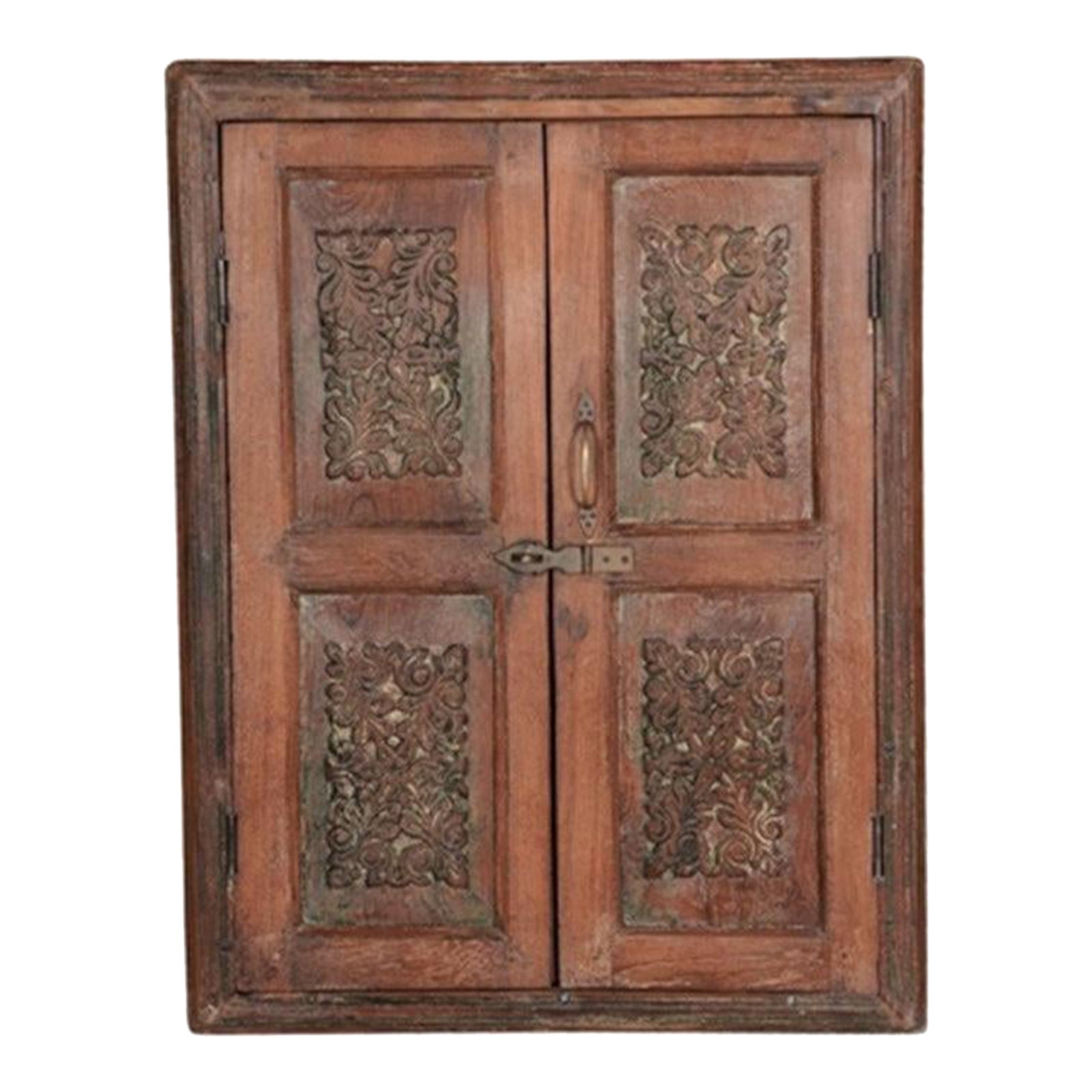24" X 32" Antique Carved Teak Wood Distressed Window Wall Hanging ...