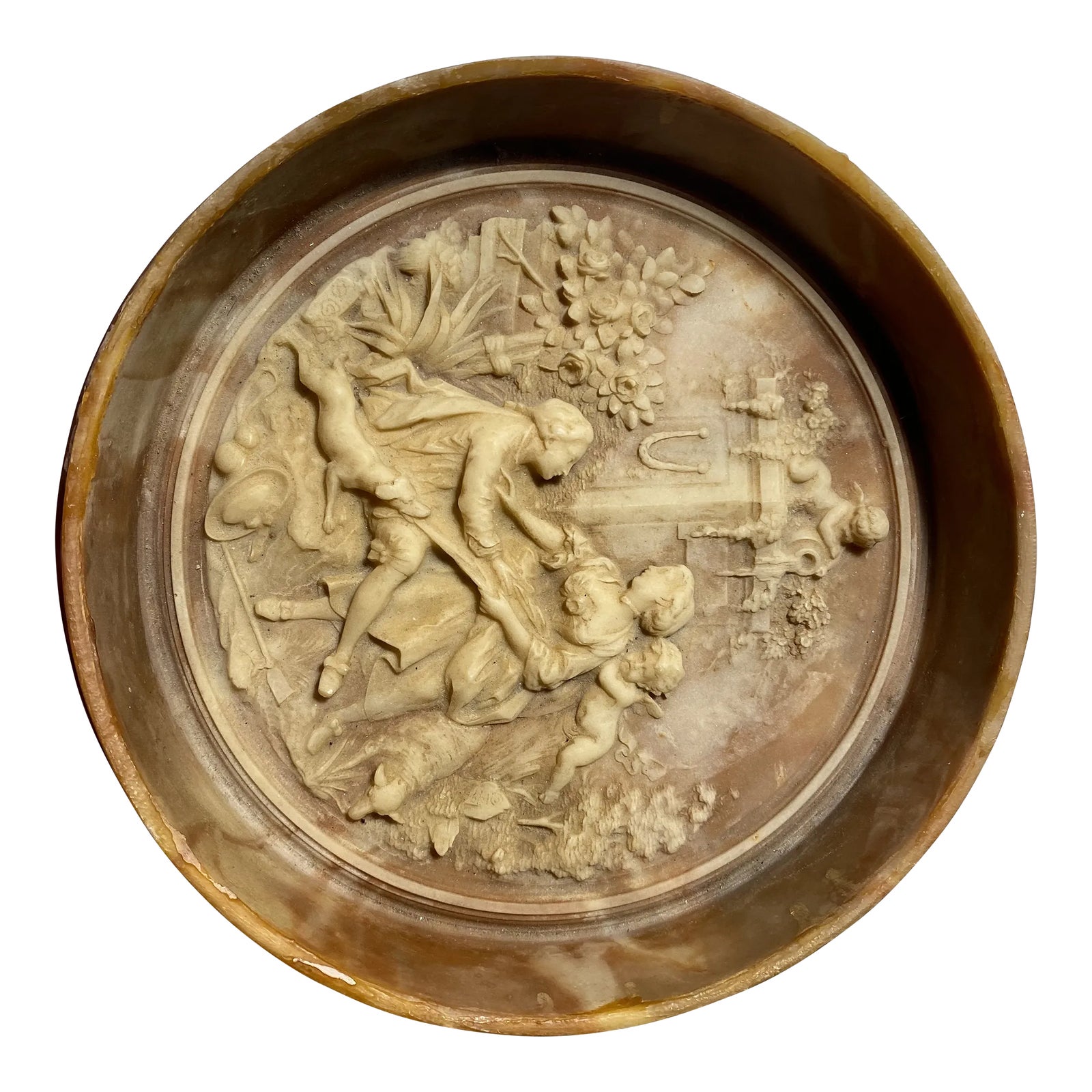 1960s Vintage Incolay Stone Raised Relief in Shadow Box | Chairish