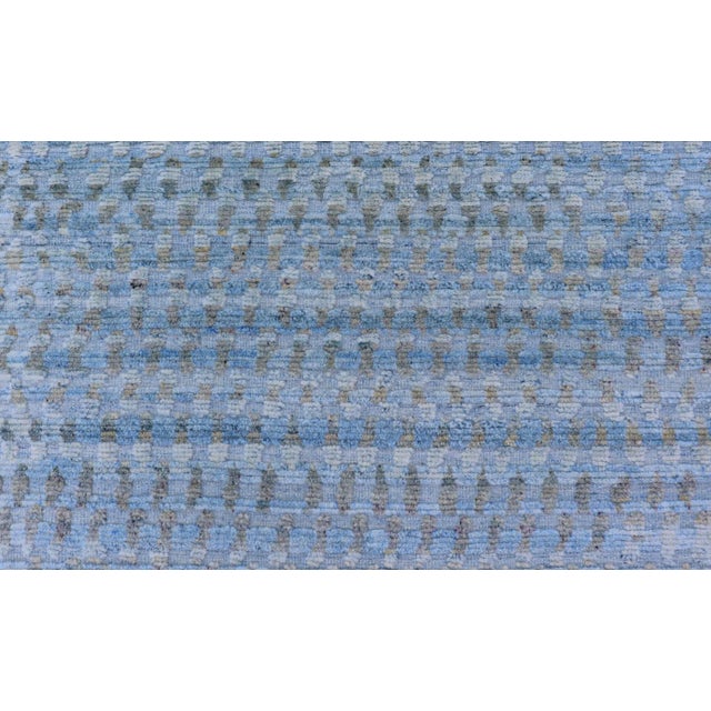 Modern Hi-Low Area Rug With Abstract Design in Light Blue and Green ...