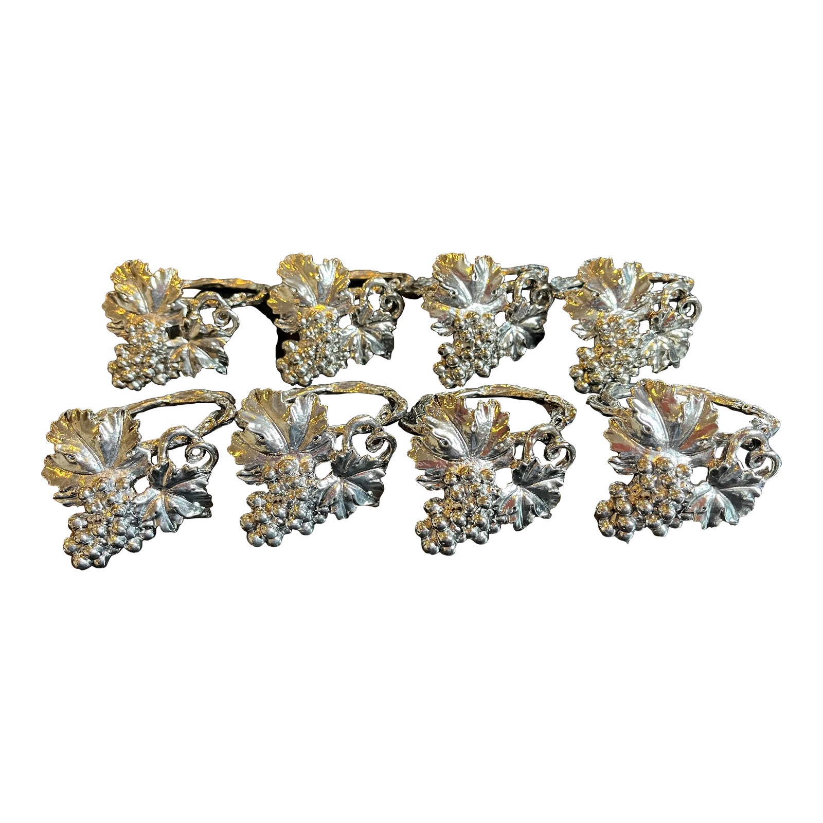 Arthur Court Vintage Grape Napkin Rings, Set of 8 | Chairish