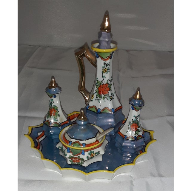 Mid 20th Century Japanese Porcelain Cruette Set- 8 Pieces | Chairish