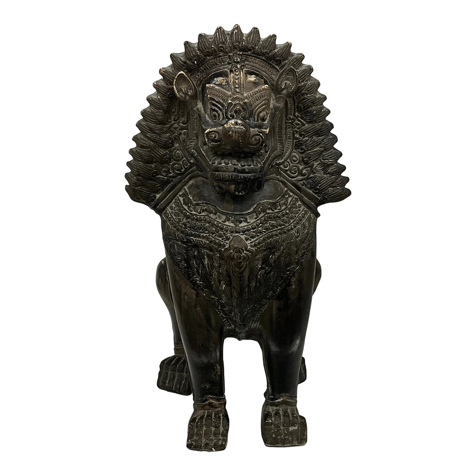 Vintage Metal Male Foo Dog / Lion Statue - Signed Austin Productions ...