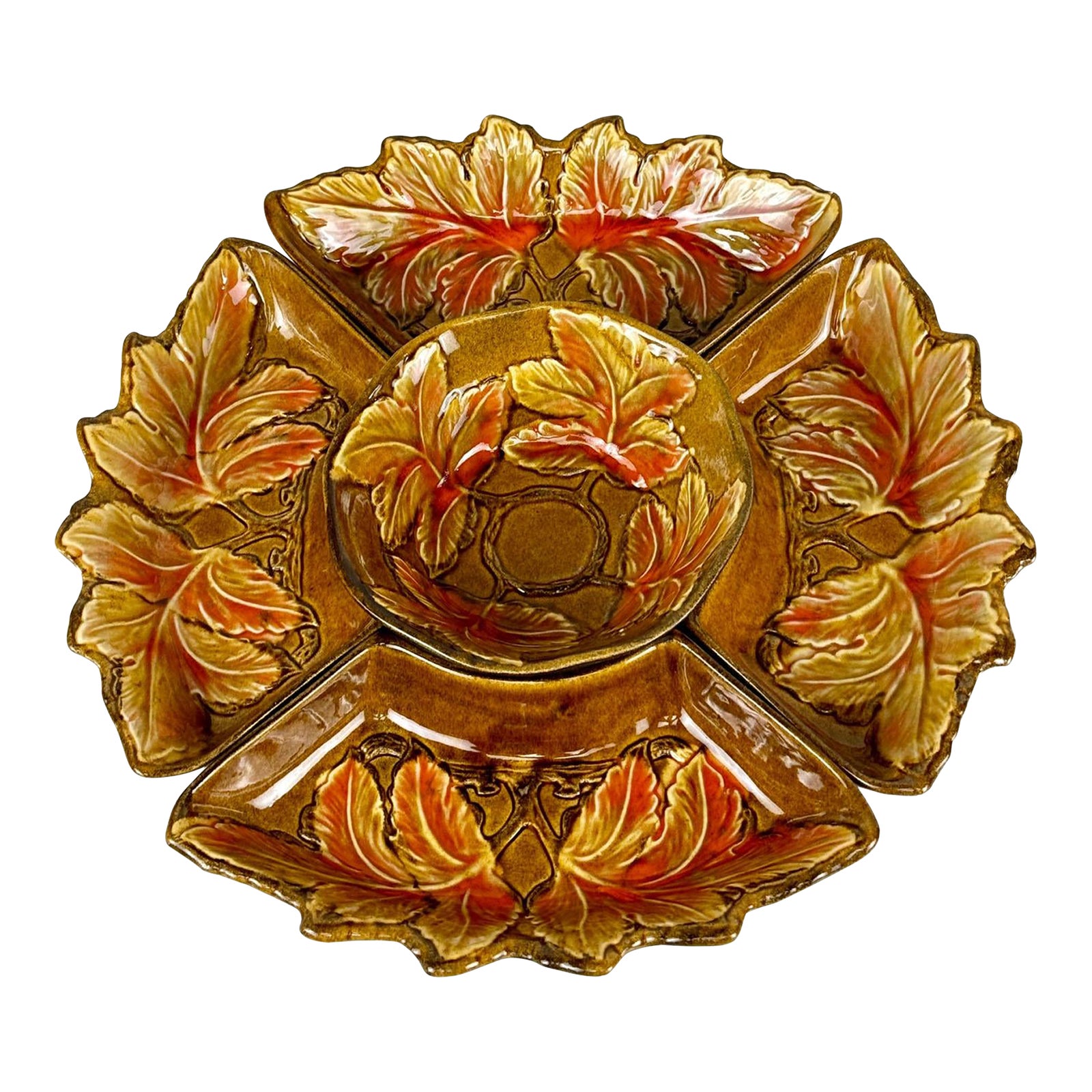 Mid-Century California Pottery Fall Foliage Centerpiece Serving Platter ...