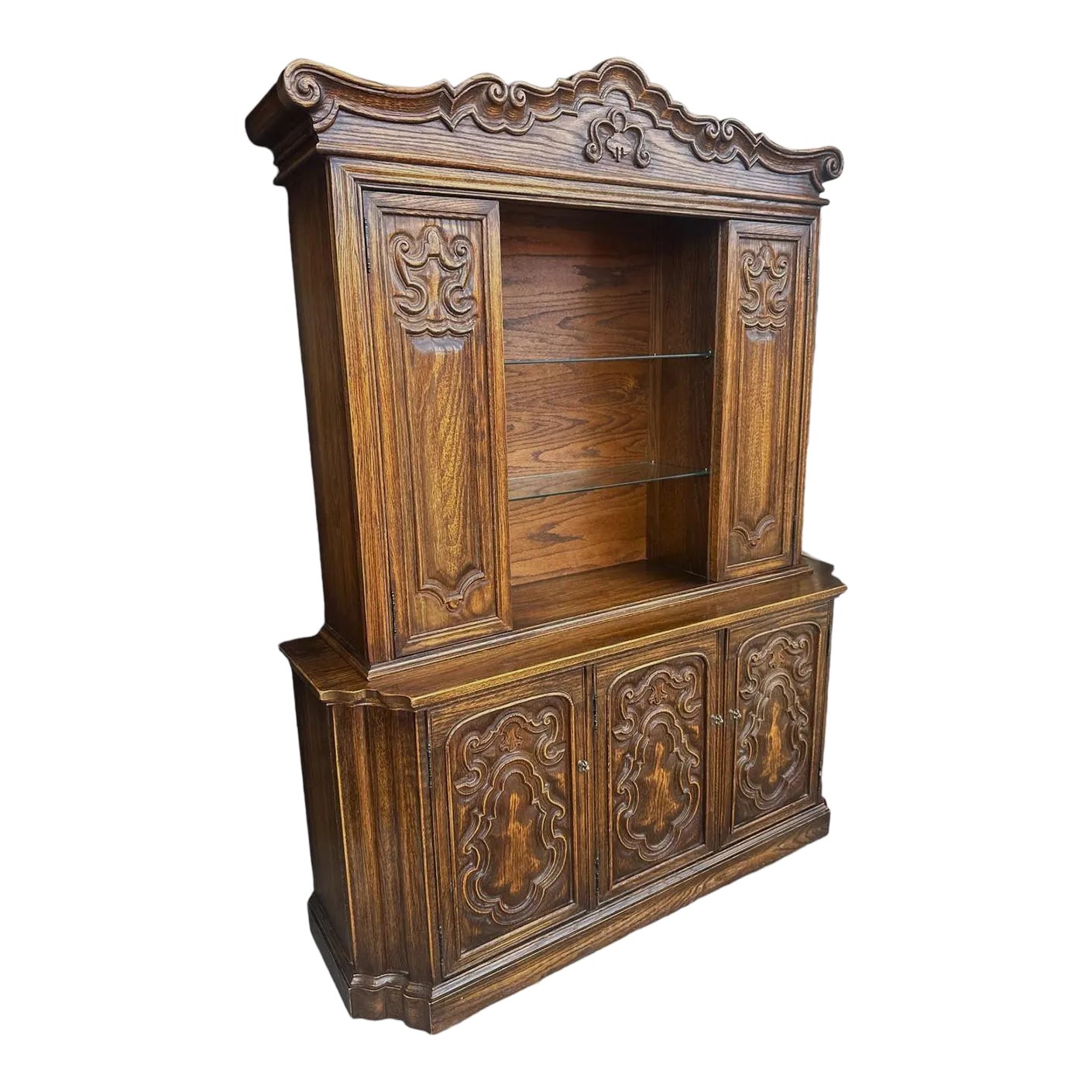 Spanish Style Carved Oak Sideboard Hutch by Jamestown Lounge Company ...