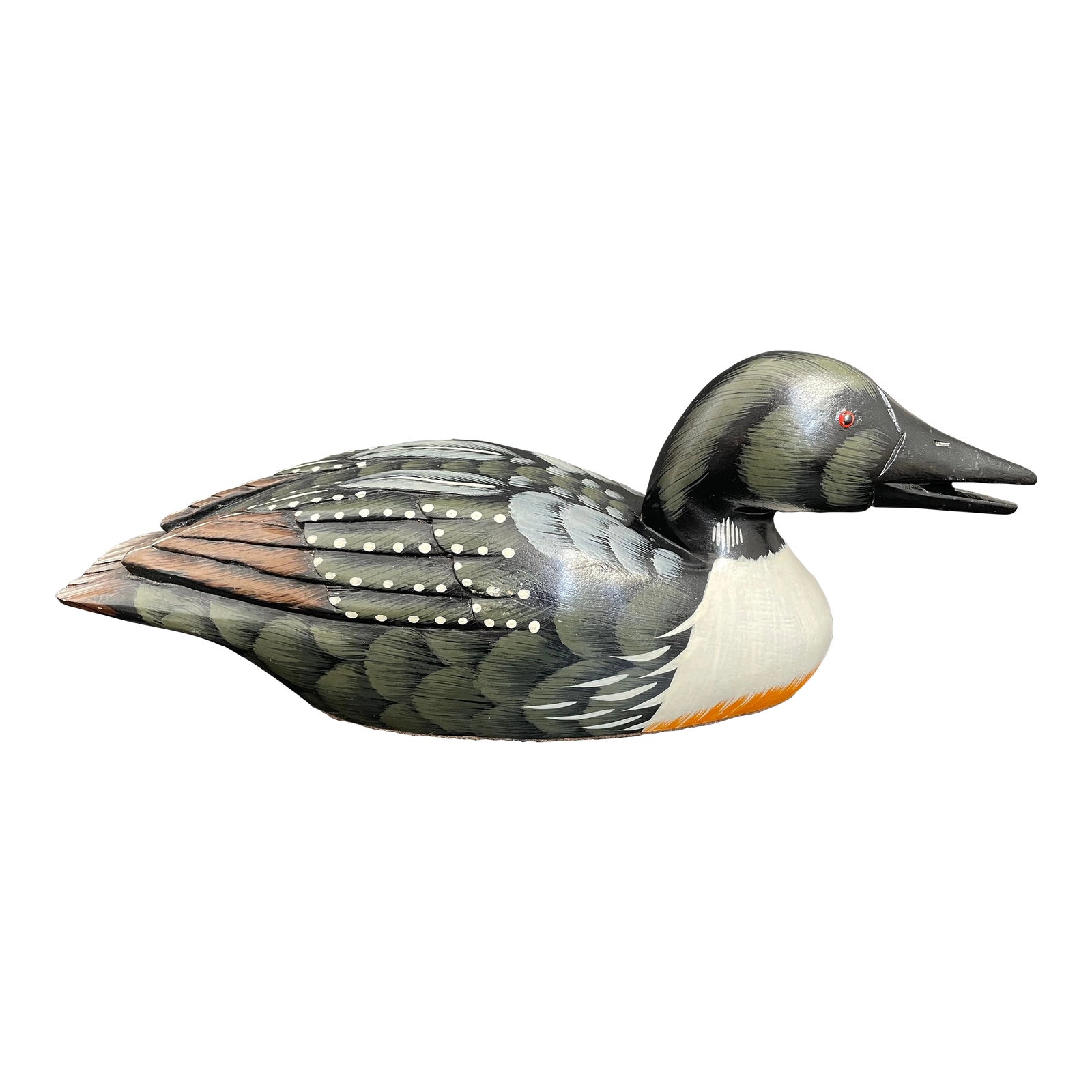 Artisan Crafted Large Common Loon Duck Decoy | Chairish