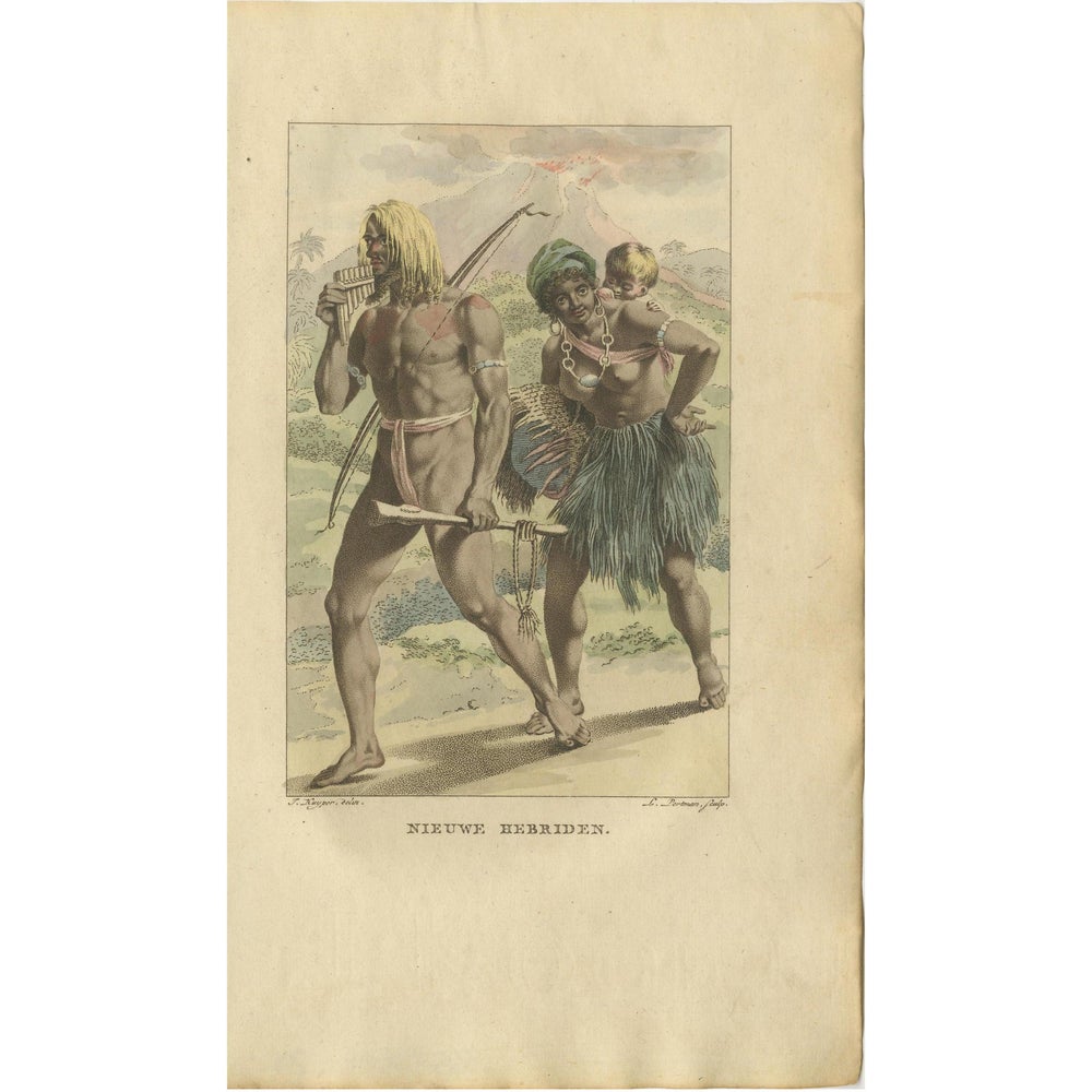 After Kuyper, New Hebrides (Vanuatu) Indigenous Family, Hand-Colored ...