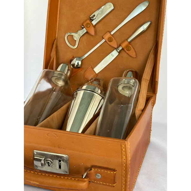 Antique Travel Cocktail Bar Set by Abercrombie & Fitch, Leather Cased ...