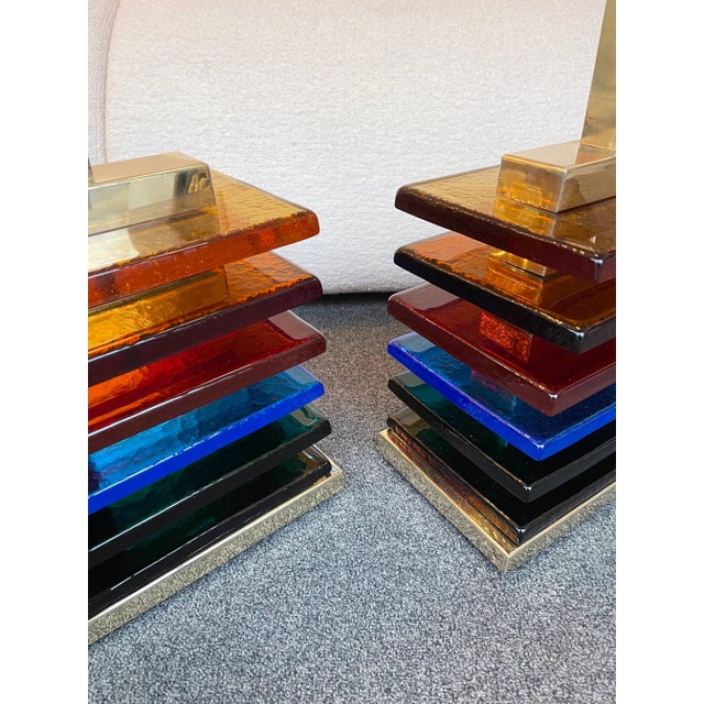 Contemporary Brass and Multicolor Murano Glass Blade Lamps, Italy - a ...
