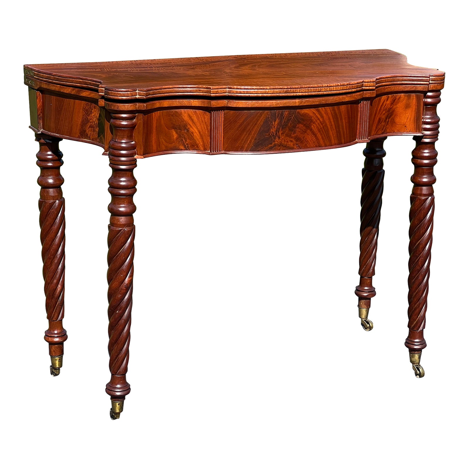 Antique Federal Period Sheraton Mahogany Game Table C. 1830 | Chairish