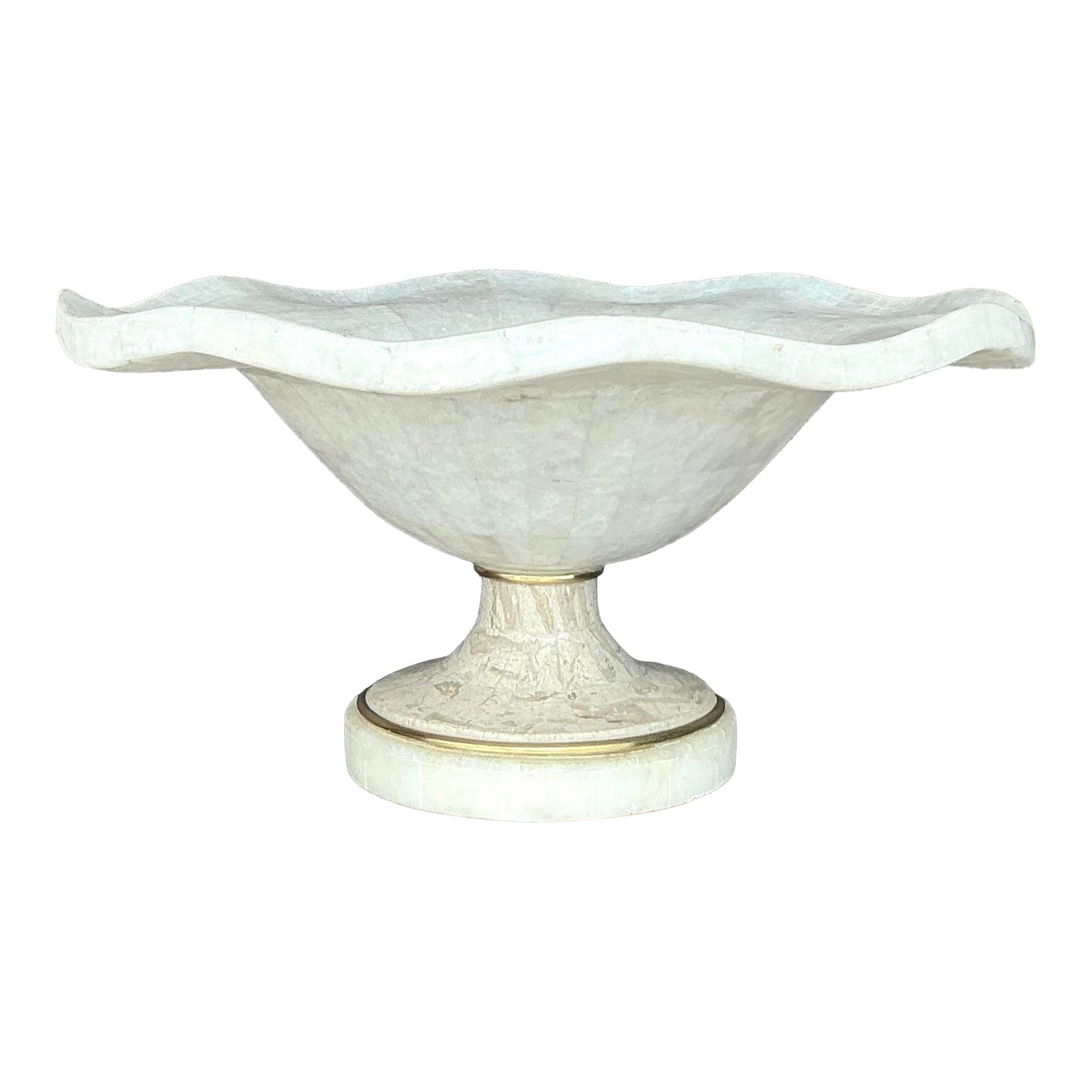 Vintage Boho Tessellated Stone Ruffle Bowl | Chairish