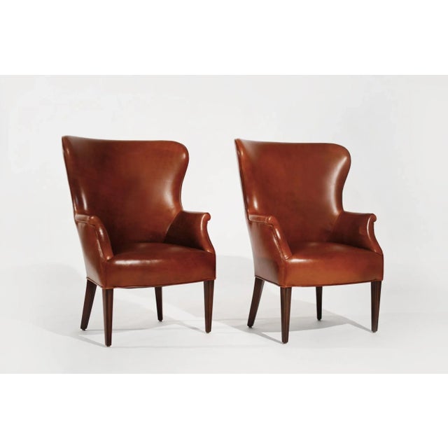 Set of Wingback Club Chairs in Cognac Leather, C. 1950s | Chairish