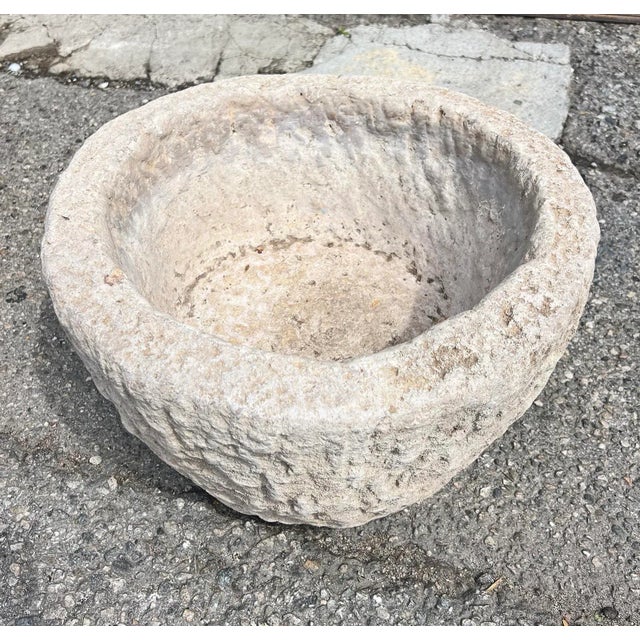 Vintage Stone Rustic Planter Bowl | Chairish