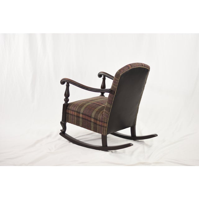 New Ralph Lauren Wool and Leather on Pair of Vintage Armchair & Rocking ...