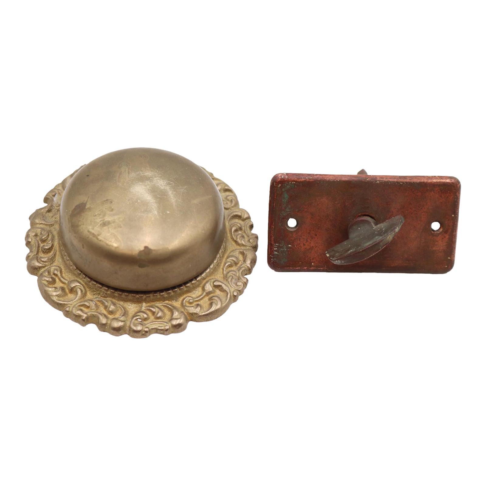 Antique Victorian Mechanical Twist Brass Doorbell | Chairish