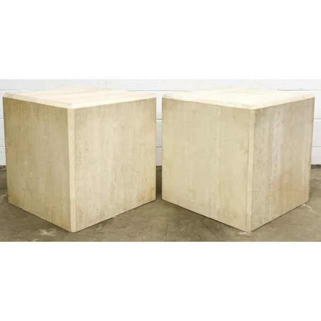 Large Scale Organic Modern Travertine Stone Side or End Tables ...
