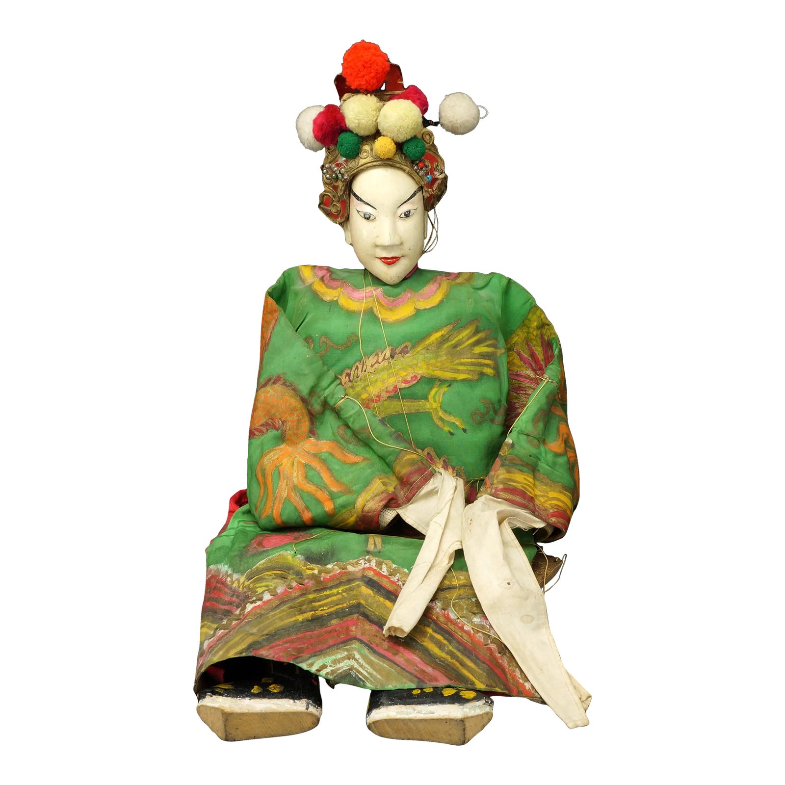 Antique Large Chinese Peking Opera Puppet (26 In) With Dragon Robe Late ...