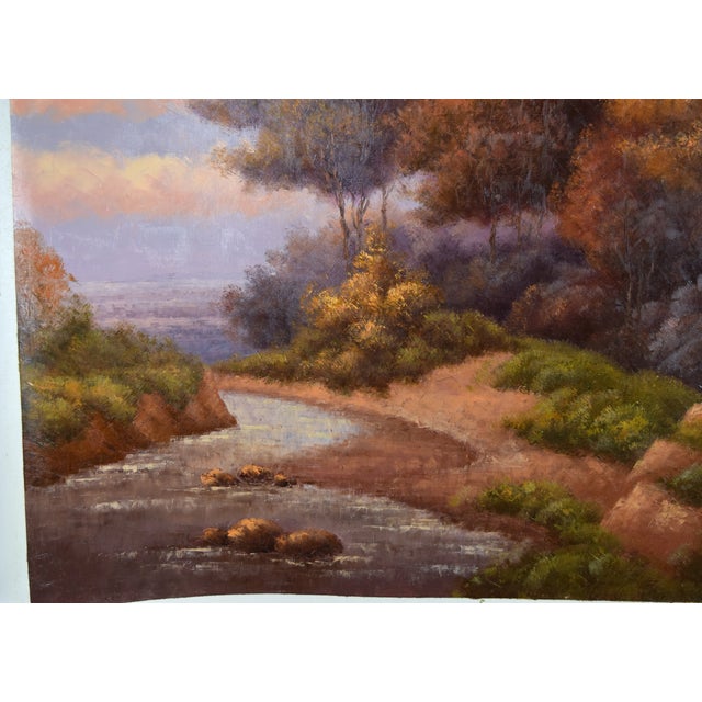 Impressionist Oil Painting of Autumnal Forest Path and River Scene ...