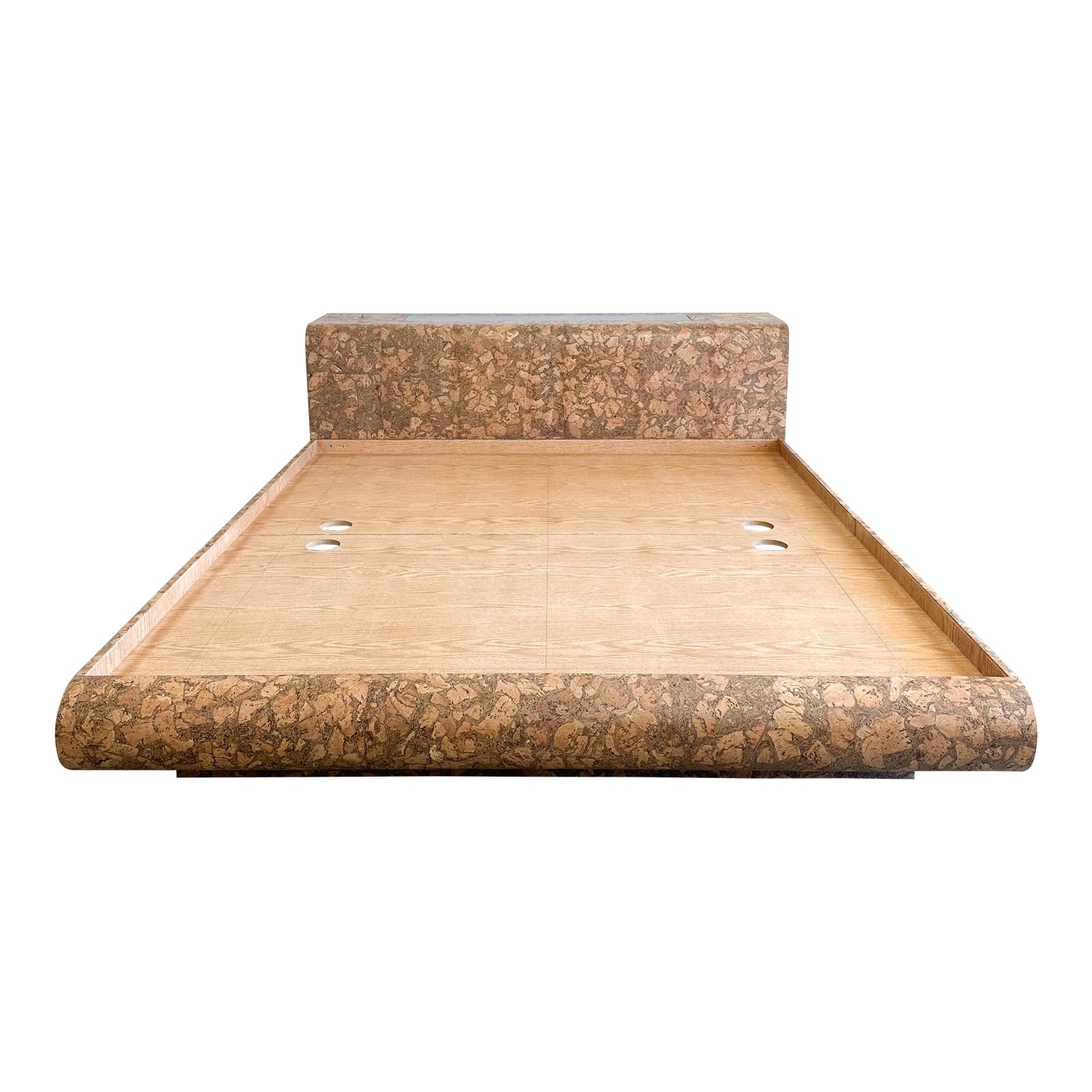 1970s Vintage California King Cork Platform Bed & Headboard | Chairish