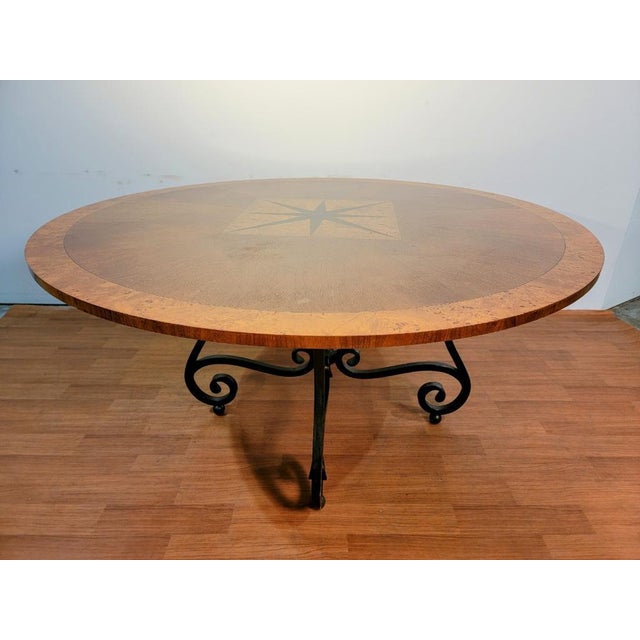 Vintage Baker Furniture Co. Round Dining Room Table on Four Leg Wrought ...
