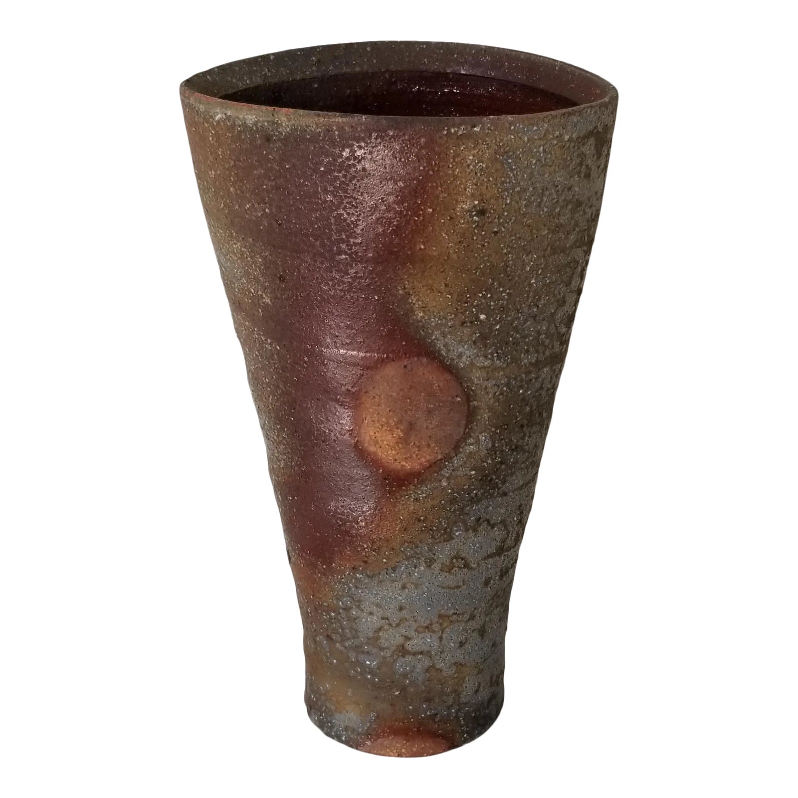 Mid-Century Rustic Texture Art Pottery Vase | Chairish