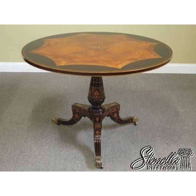 Inlaid Neo-Classical Round Pedestal Base Center or Dining Table | Chairish