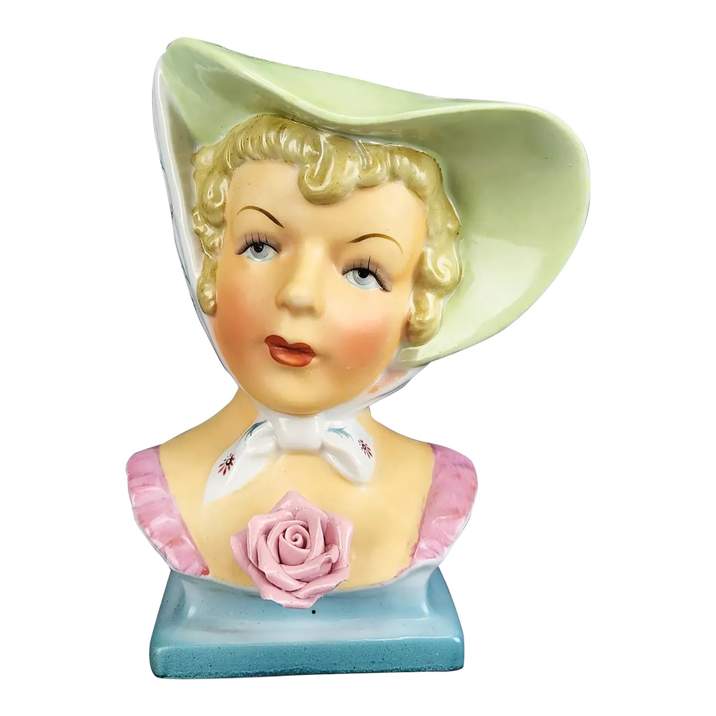 1960's Vintage Porcelain Lady Head Vase Planter | Chairish