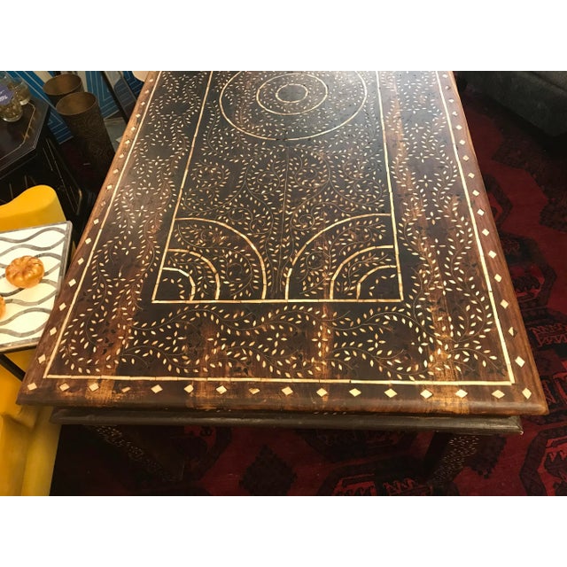 Carved Wood Bone Inlay Hand - Made Large Multi - Use Table | Chairish
