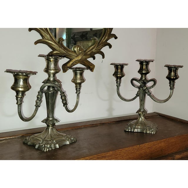 Pair of 1910s Art Nouveau Silverplate Three-Arm Candelabra With Swirl ...