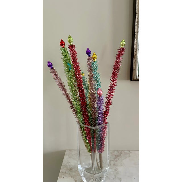 Multi-Color Christmas Tree Pick With Ornament Ends, Set of 2 | Chairish