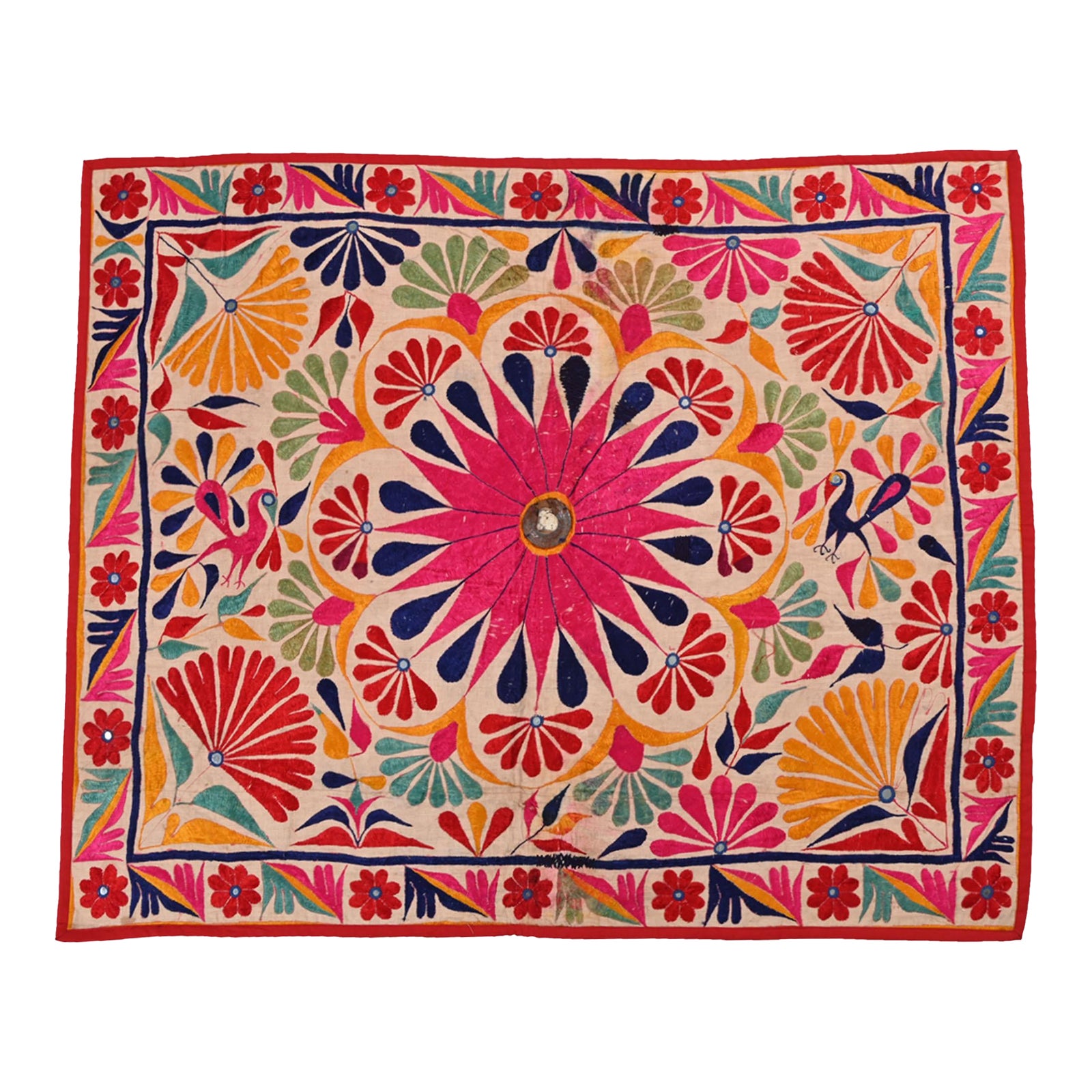 1930s Vintage Flower Designs Embroidery Textile | Chairish