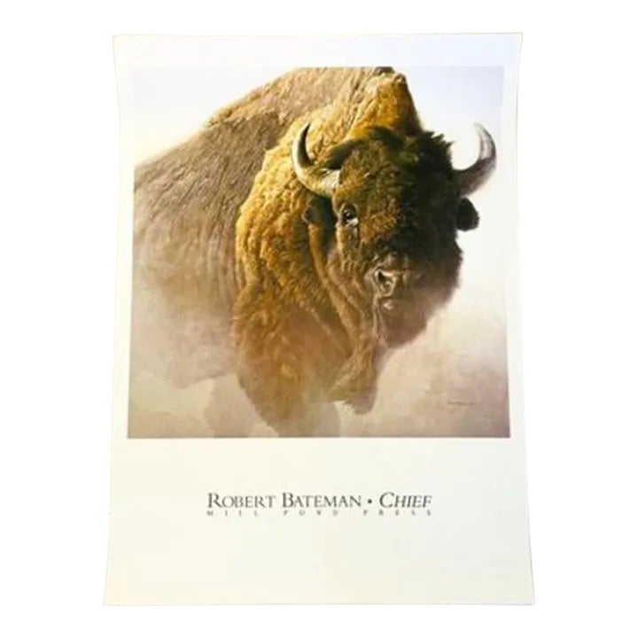 Vintage Bison Study Poster by Robert Bateman 1997 | Chairish