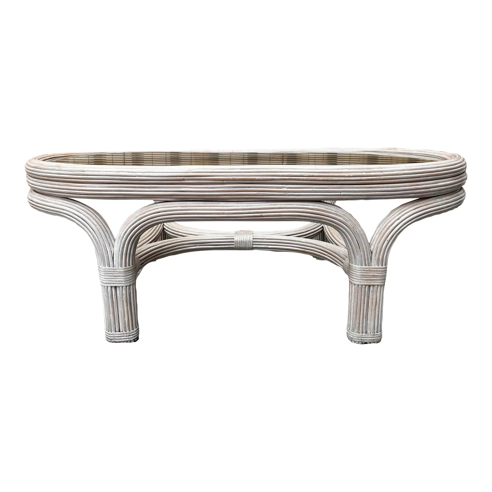 Coastal Style Pencil Reed Coffee Table in the Gabriella Crespi Style ...