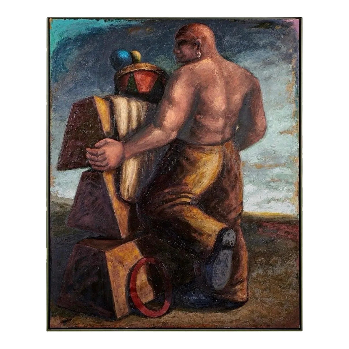 Thomas Schindler Oil on Linen "Zirkus Artisten I" 1986-87 | Chairish