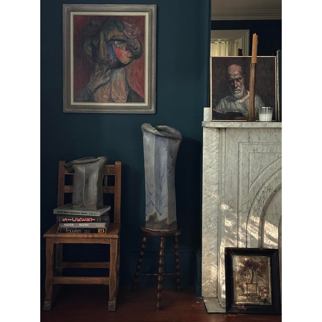 Vintage George Ohr Style Abstract Expressionist Raku Drip Glazed Vase ...