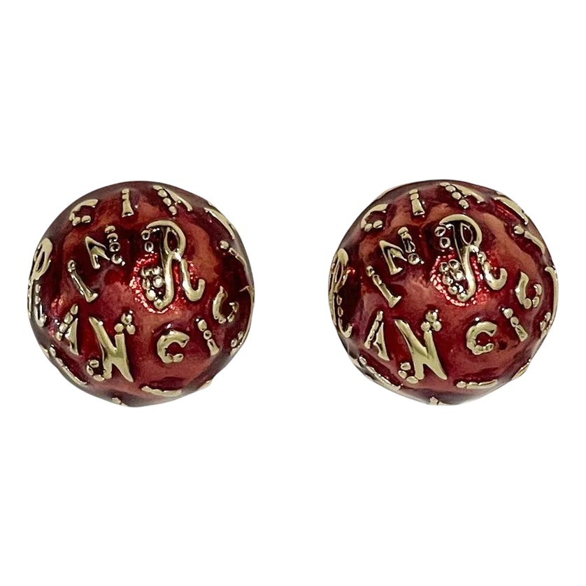 French Red and Gold Tone Ear Clips by Nina Ricci, 1980s, Set of 2 ...