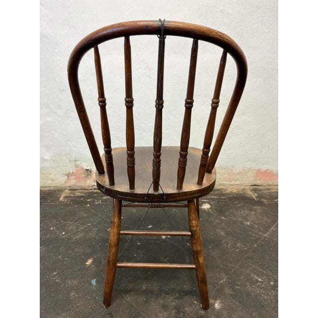 Spindle Back Chair Wire Support Antique | Chairish