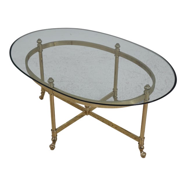Labarge Regency Style Brass & Glass Coffee Table | Chairish