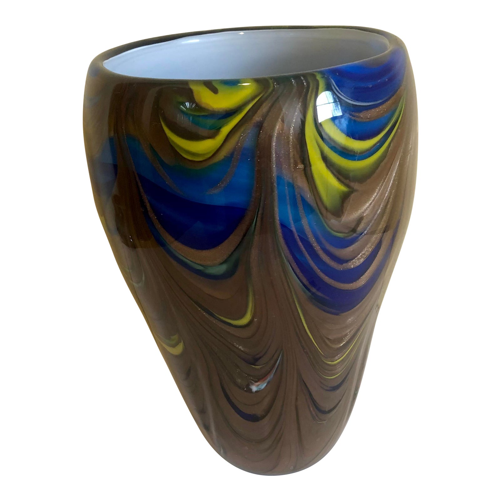 Vintage Handmade Abstract Art Glass Vase | Chairish