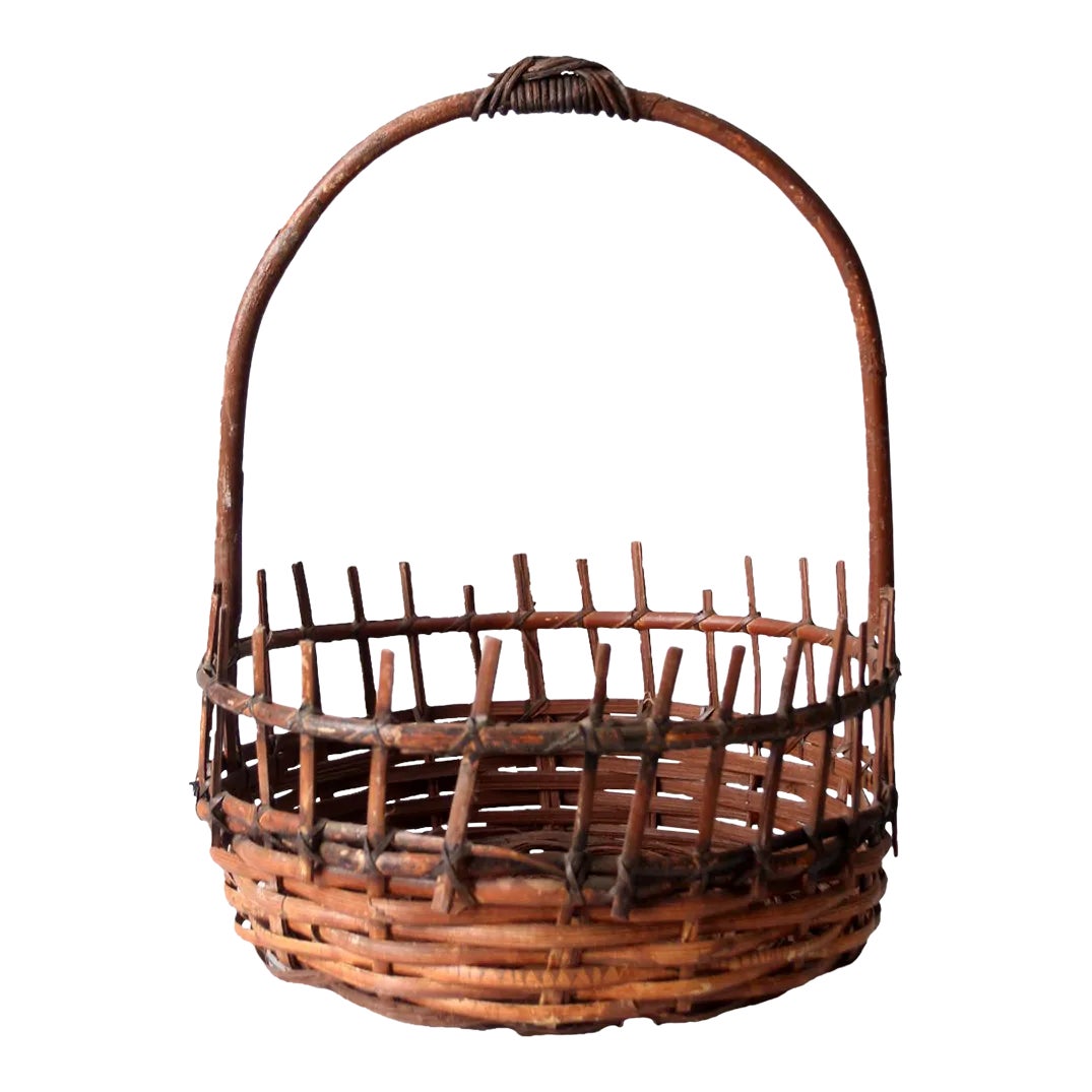 Vintage Rustic Wicker Basket | Chairish
