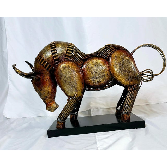 Vintage Welded Metal Brutalist Bull Sculpture | Chairish