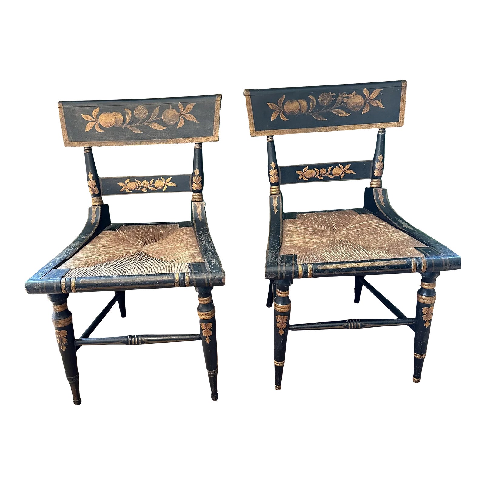 19th Century Gold Painted Baltimore Chairs- a Pair | Chairish