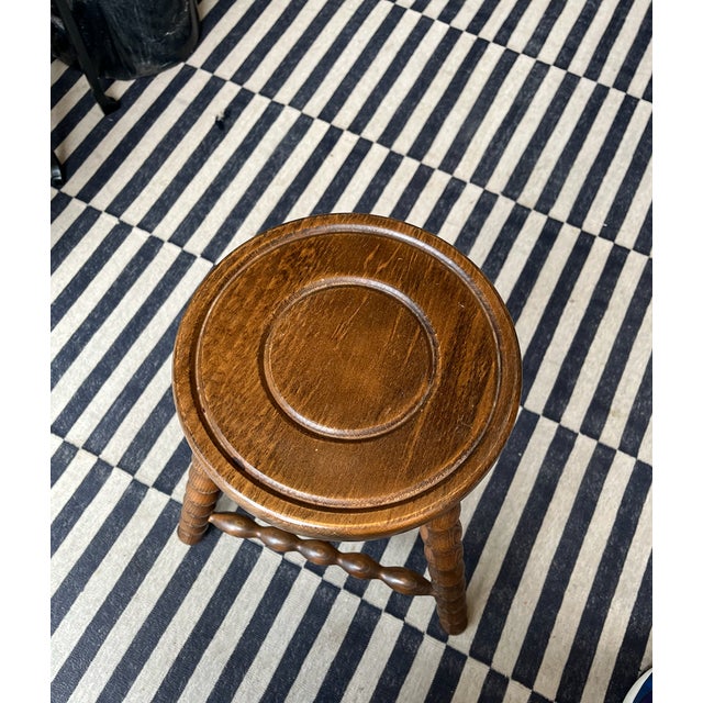Mid 20th Century French Bobbin Turned Milking Stool | Chairish