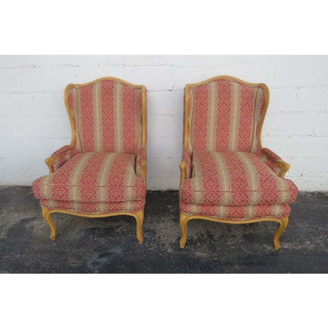 French Painted Wing Side Living Bed Room Den Chairs a Pair | Chairish