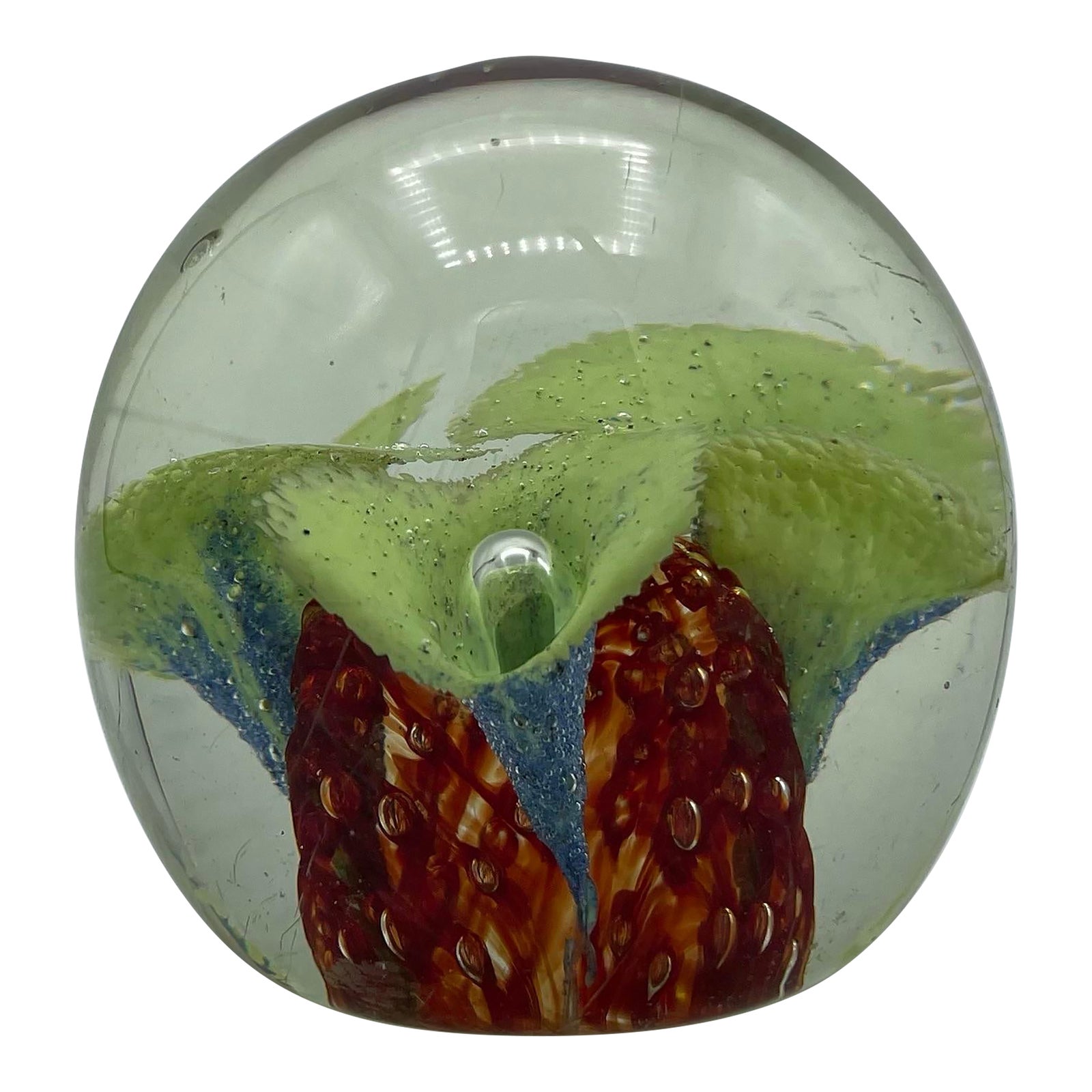 Vintage Art Glass Hand Blown Flower Plant Bubble Swirl Sphere Paper ...
