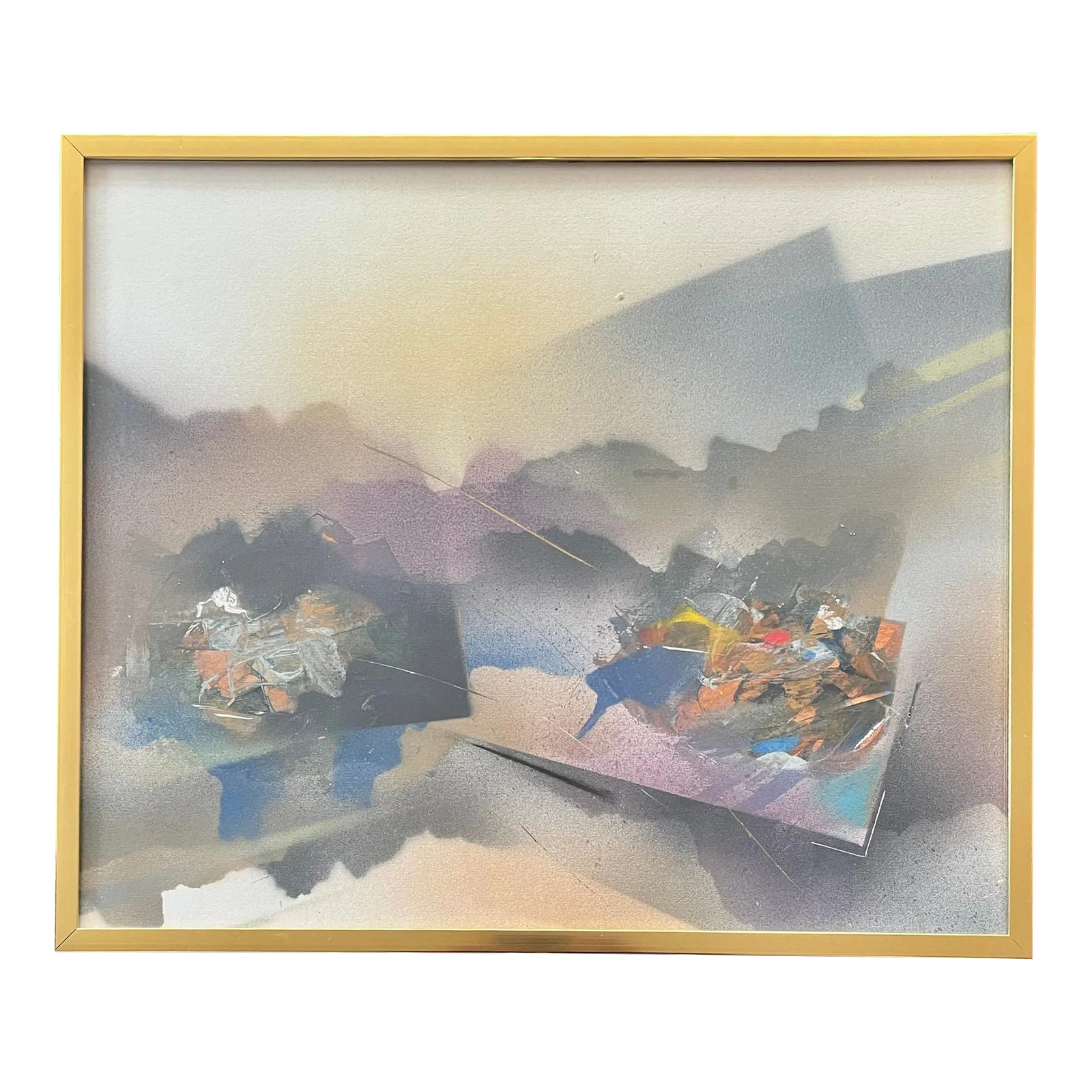 Vintage Post Modern Abstract Serigraph Print 80s Geometric | Chairish