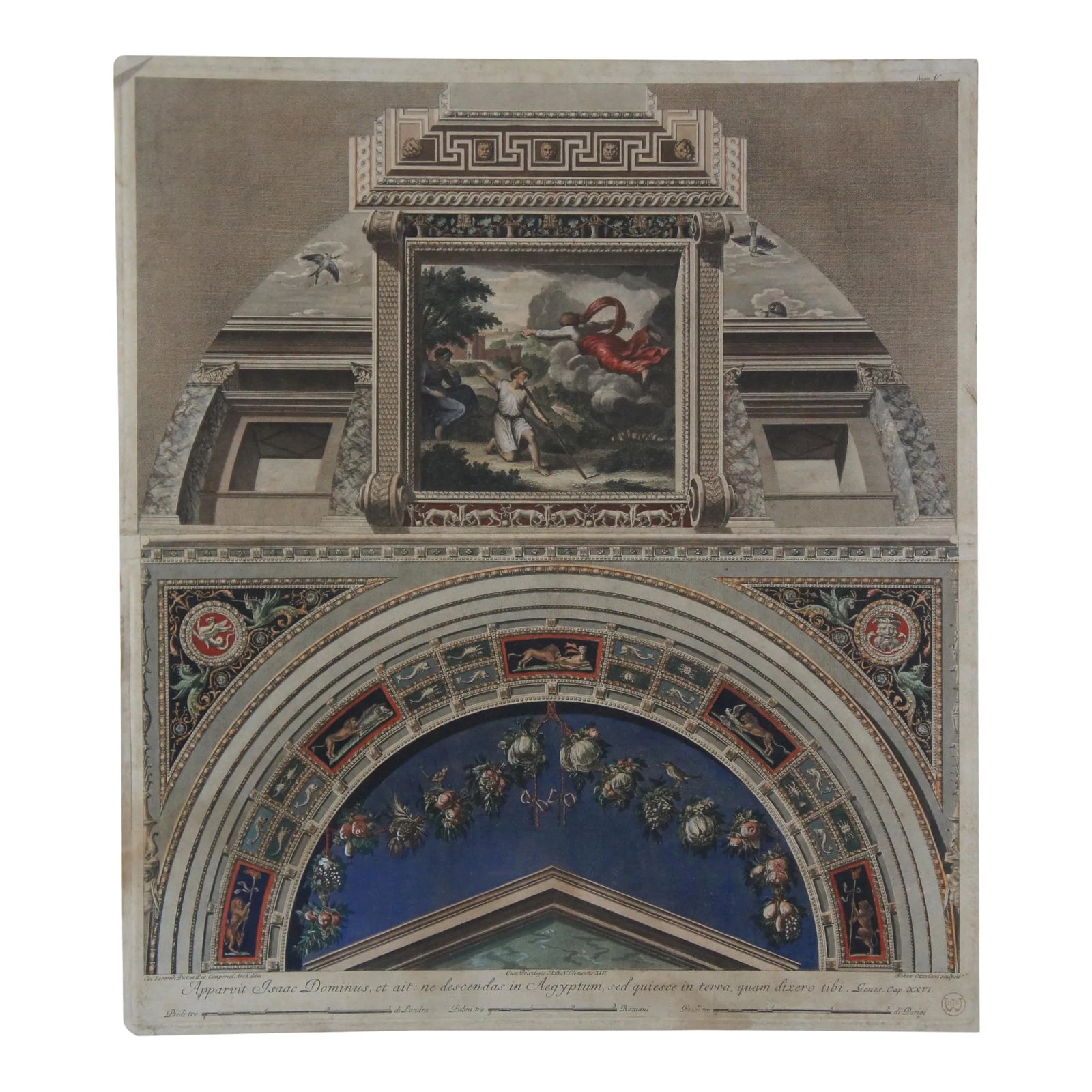 19th Century Polychrome Colored Engraving Johan Ottaviani Logge Di ...