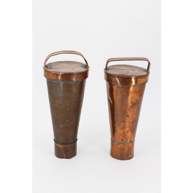 19th Century Antique Copper Pair of Cone Shaped Boxes | Chairish