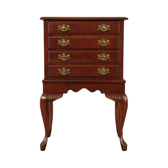 1990s Crescent Solid Cherry Queen Anne Style Silver Chest | Chairish